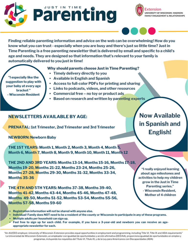 Just In Time Parenting Newsletter – Extension Dunn County